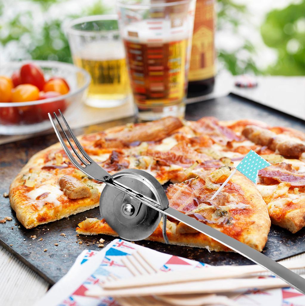 Buy [AR]Hot Sale Fork With Pizza Cutter Pizza Roller Fork Combo Easy ...