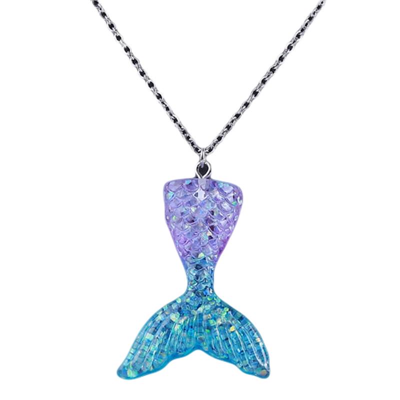 Buy Fairy Tale Necklace Mermaid Fish Tail Shape Pendant Chain Necklace ...