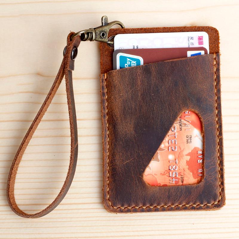 Handmade Genuine Leather Bus Card Case Brief Cow Leather Card Holder ...