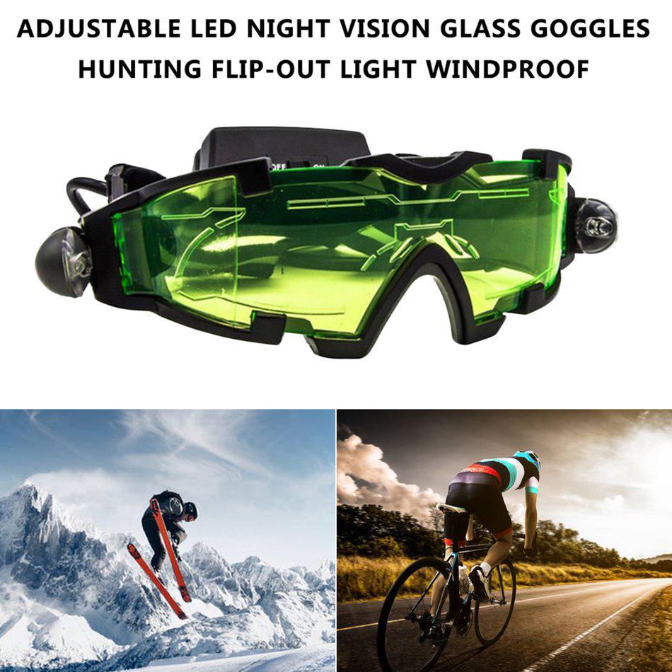 Buy Adjustable LED Night Vision Glass Goggles Hunting Flip-out Light ...