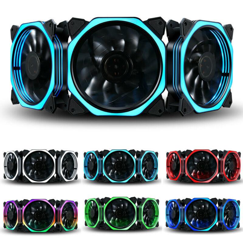 RGB LED Computer Case Silent Cooling Fan 3 Pack Glowing CPU Coolers ...
