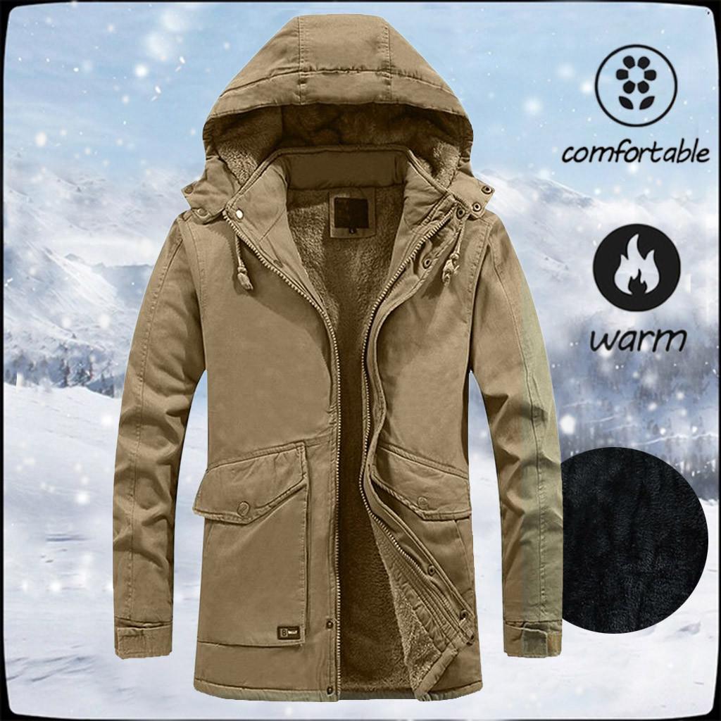 Buy Men's Winter Hooded Windproof Solid Long Sleeve Soft Coat Shell ...