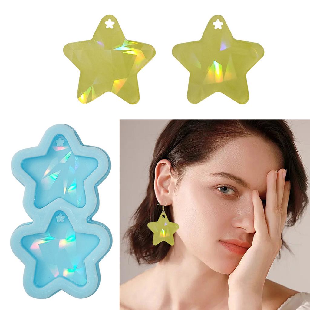 Shiny Light and Shadow Pentagram Silicone Epoxy Keychain Mold DIY ...