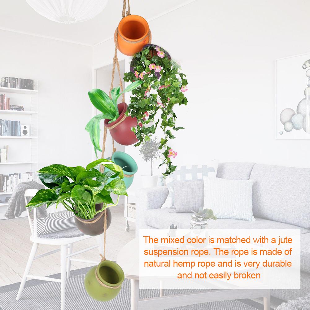 Buy 6PCS Mini Color Flowerpot Rope String Cylinder Succulent Ceramic ...