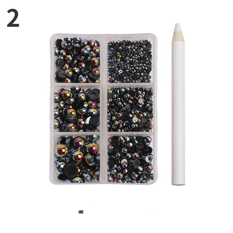 Kaufe Gitter Set gemischte Größe halbe Gesicht Perle Nagelkunst ...