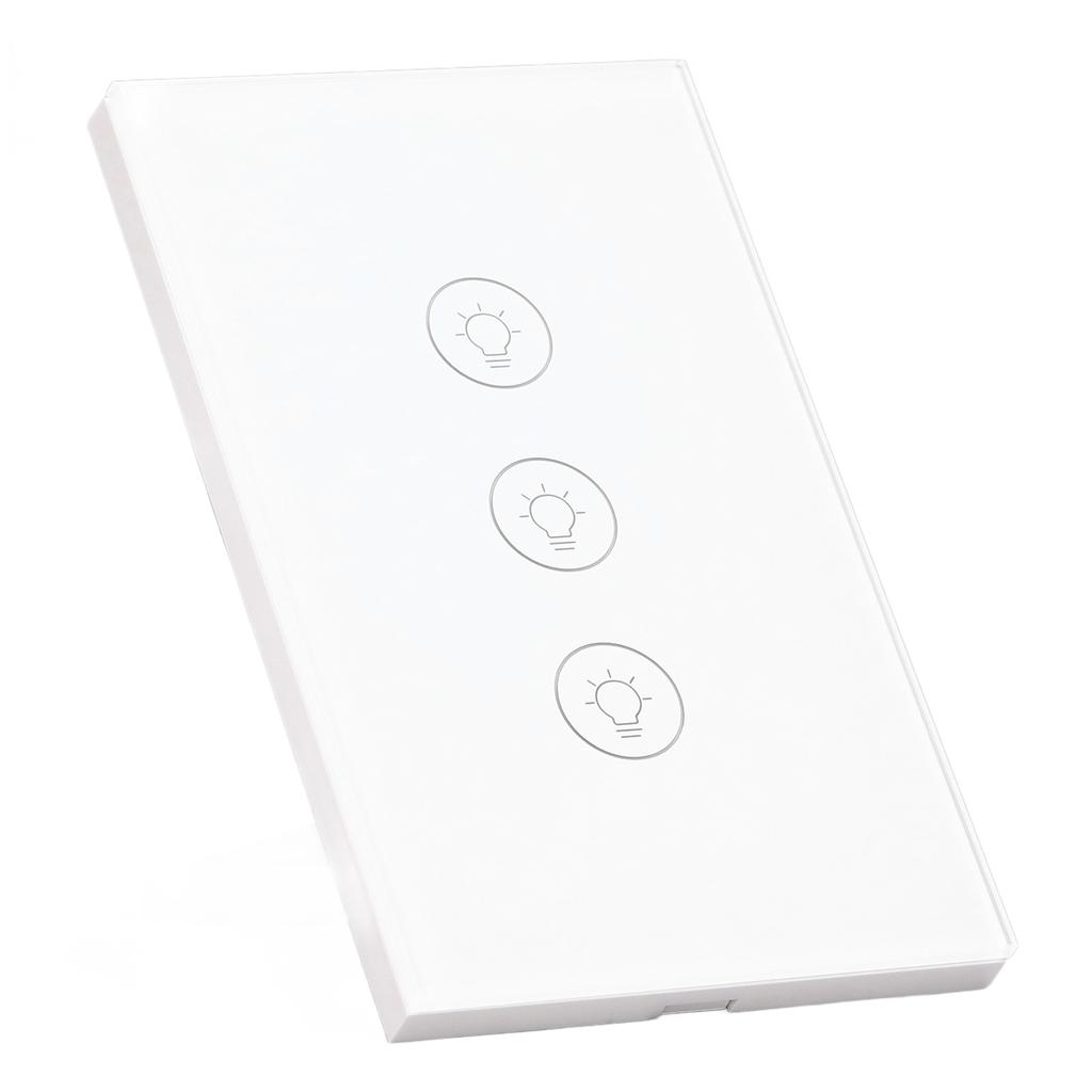 Smart Light Switch APP Control 3 Way Tempered Glass Panel Wall Smart ...