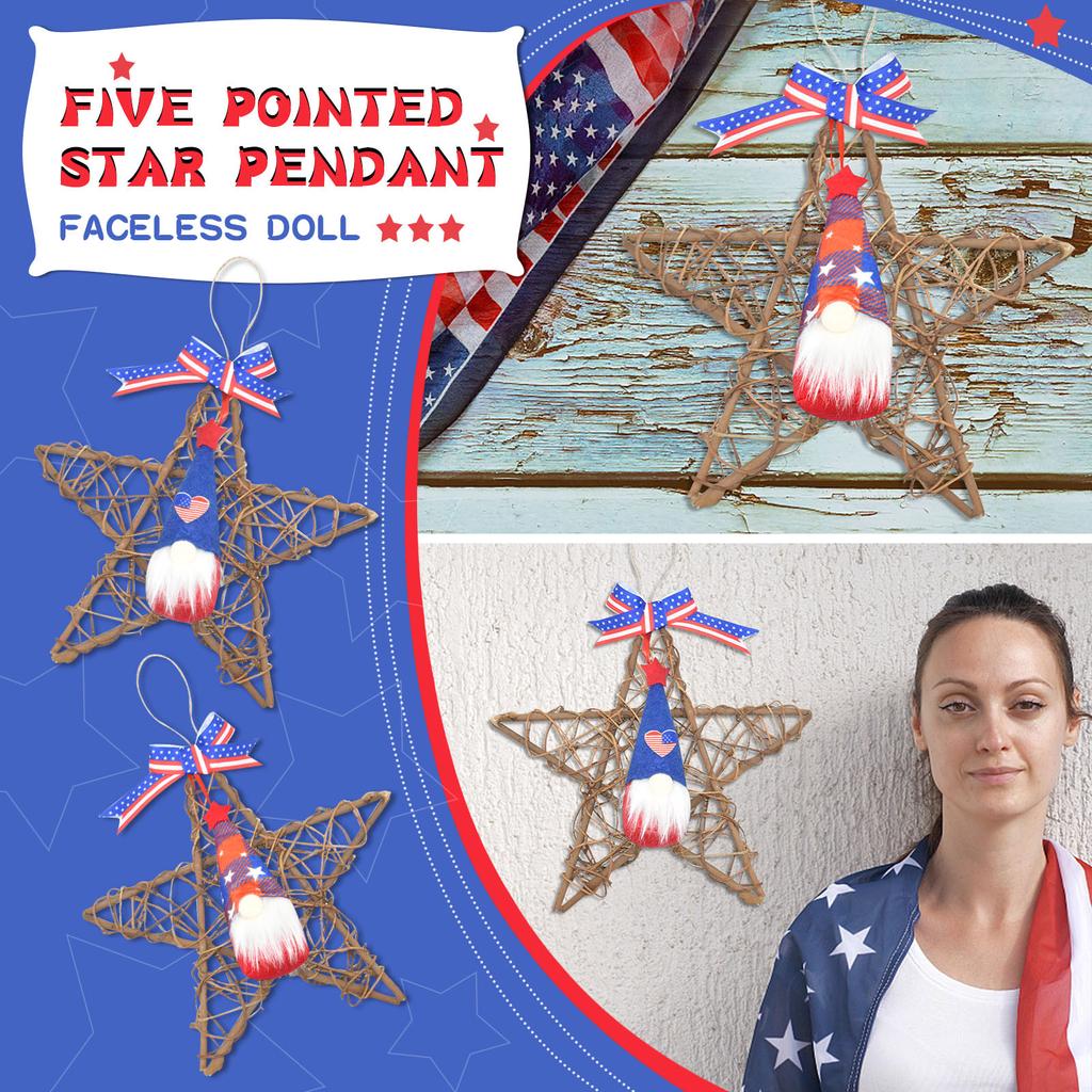 Buy [wondeddrful home]Independence Day Faceless Doll Rattan Ring Pendant Rattan Window Pendant ...