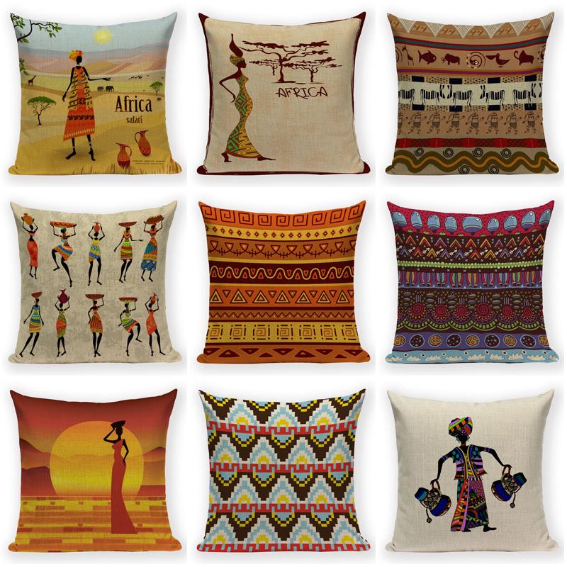 Cheap African Style Geometric Printing Cushion Covers Ethnic Linen ...