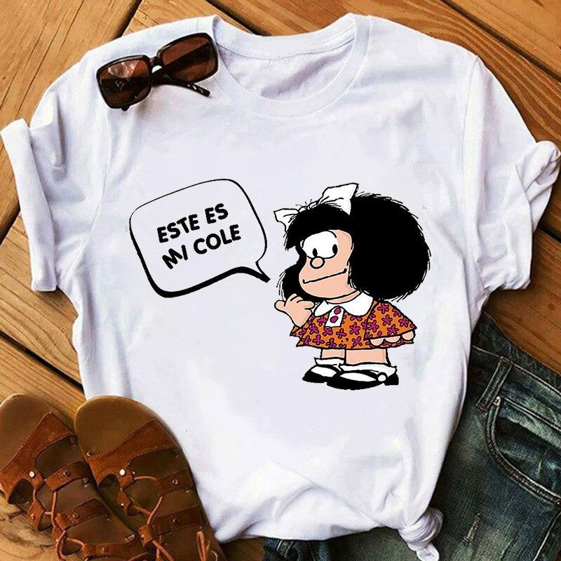Sleeve Tops Tee Casual Kawaii Tshirt Mafalda T-shirt Women Fashion O ...