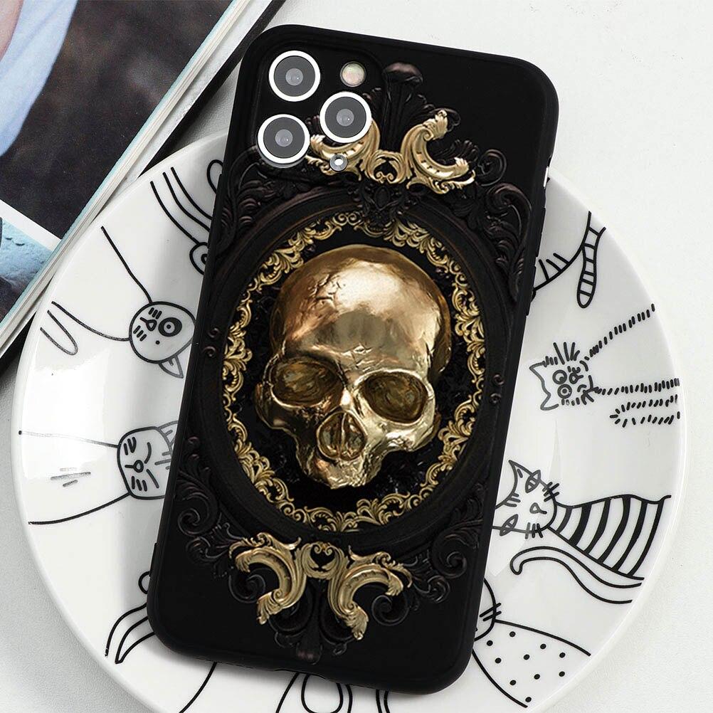 Buy Skull Skeleton Cool Black Phone Case For iPhone XS 11 12 mini Pro ...