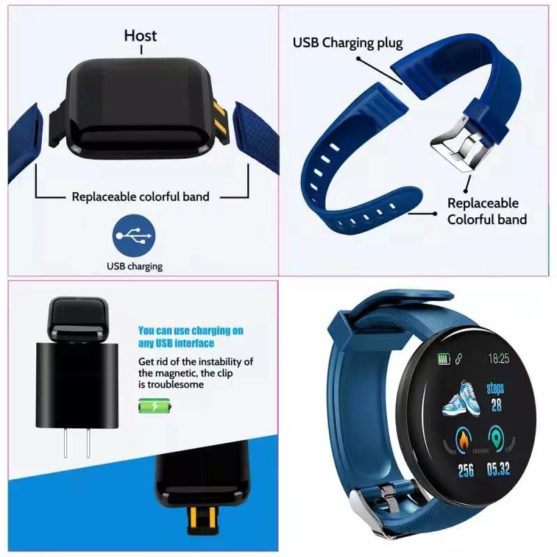 Yeni D18 Akıllı Saat Erkekler Kadın Çocuklar Kan Basıncı Smartwatch ...
