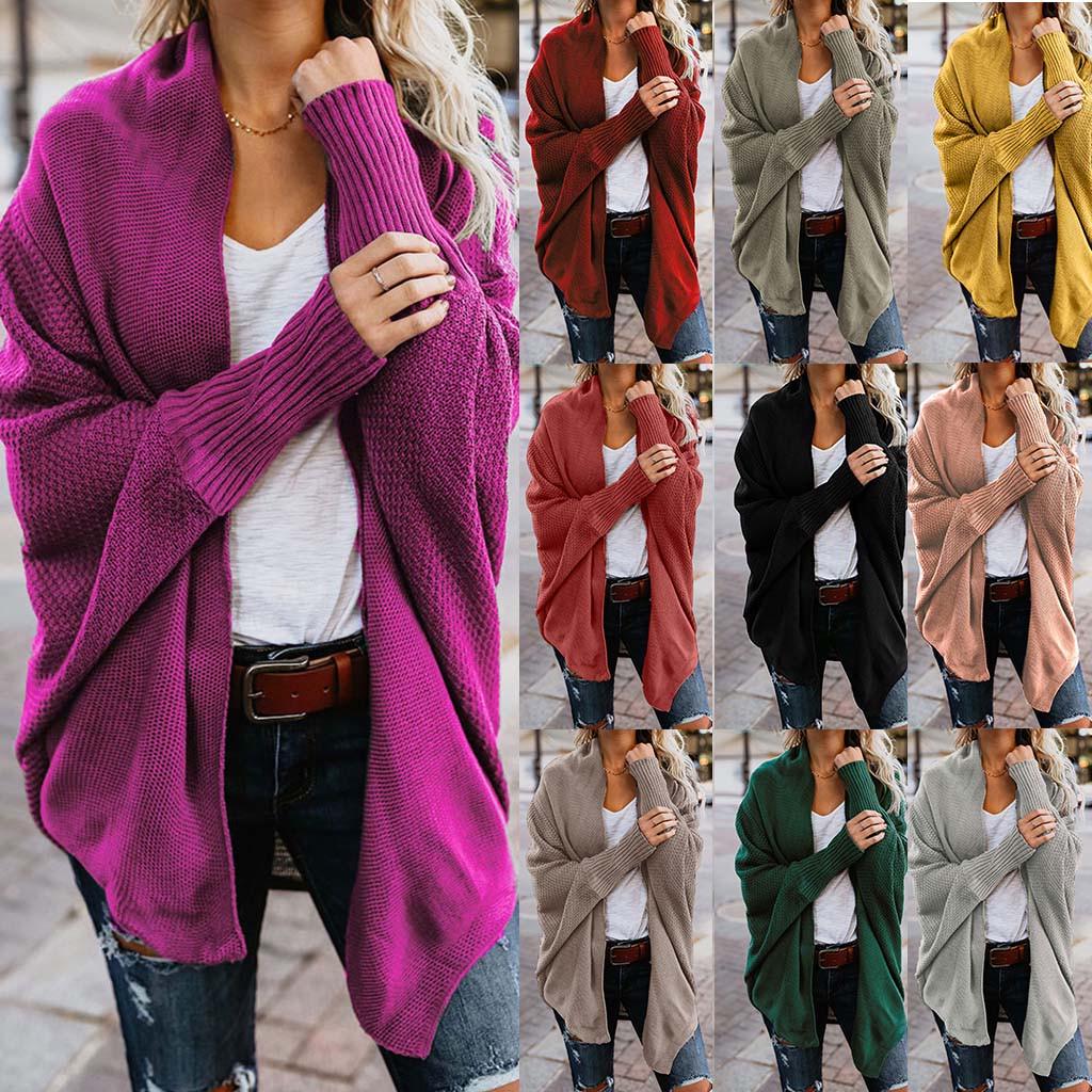 Womens Off The Shoulder Sweater Casual Cardigan Loose Long Sleeve ...