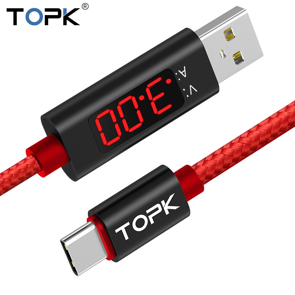 TOPK 1M Typ-C Kabel Nylon geflochtene Spannung und Strom Anzeige 3A ...