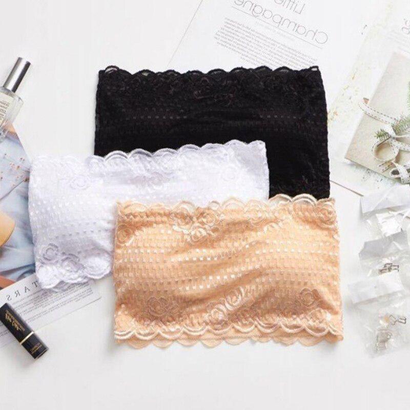 Buy Women Basic Layering Solid Color Lace Seamless Bra Bandeau ...