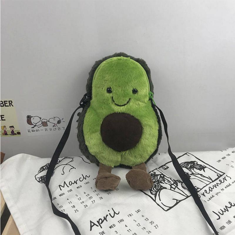 Buy White Canvas Plush Bag Girl Student Cute Cartoon Avocado Large ...