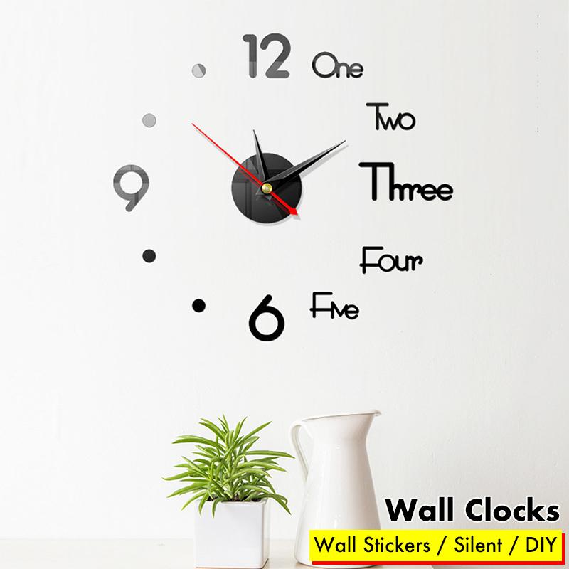 Buy DIY Wall Clock 3D Frameless Silent, Wall Sticker Clock Modern Wall ...
