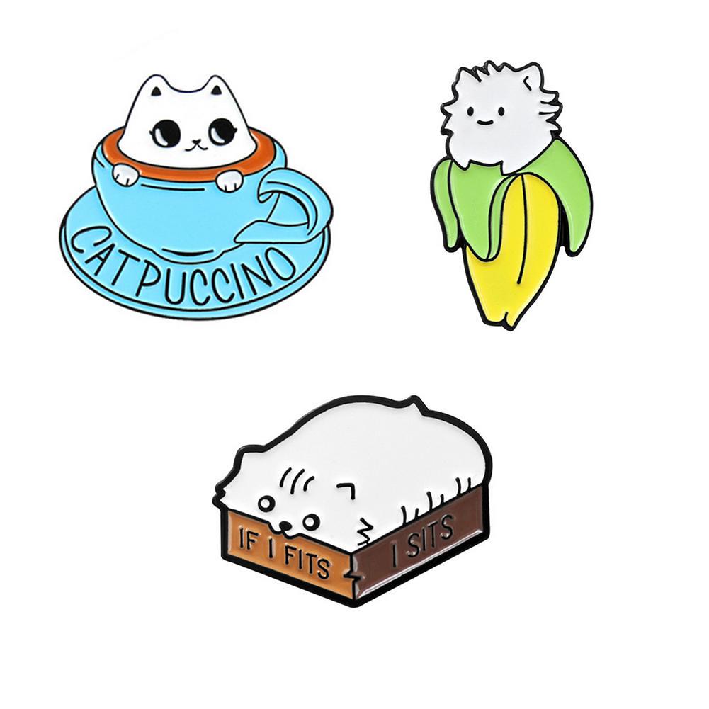 Creative Cartoon Cat Brooch Lovely Badge Metal Pins Jacket Ornament ...