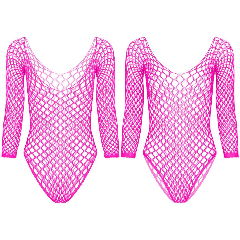 Buy Women Long Sleeve Tankini Swimwear Fishnet Cover Up Dress Stretchy ...
