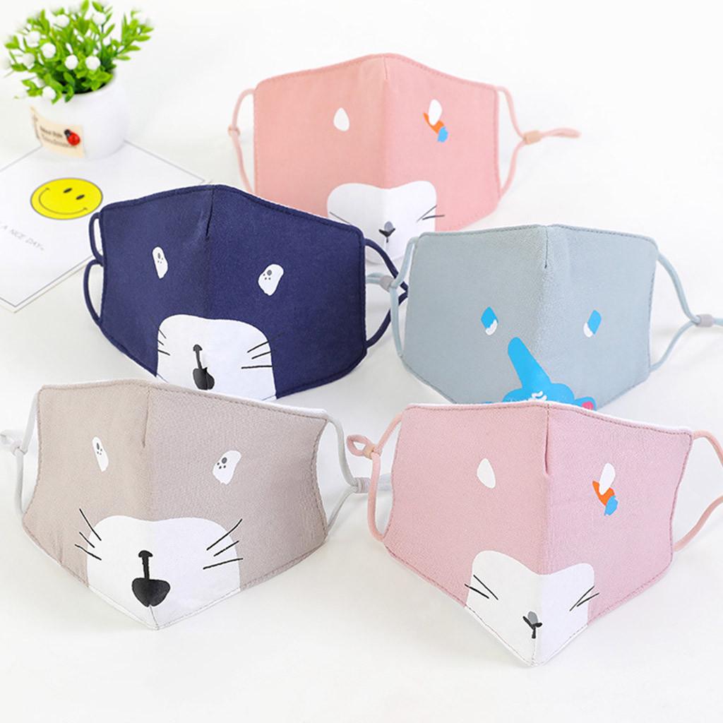 5PCS Kids Cotton Face Masks Reusable Mouth Cover uygun fiyatlı satın ...