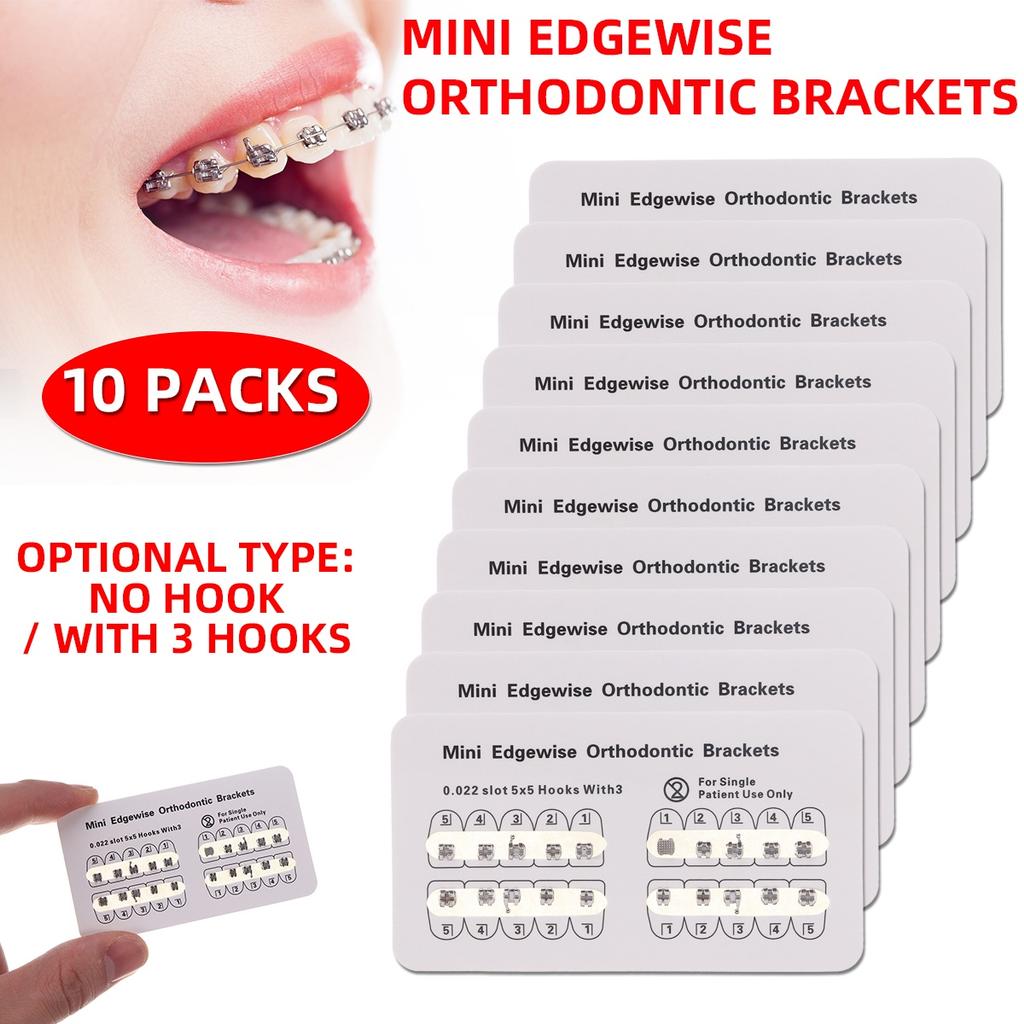 Buy 10 Packs Dental Orthodontic Edgewise Metal Brackets Mini Edgewise 0 ...