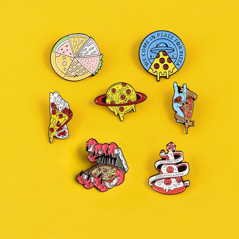 Buy Creative Pizza Enamel Pin Pizza Ufo Planet Brooch Food Pin Lapel ...