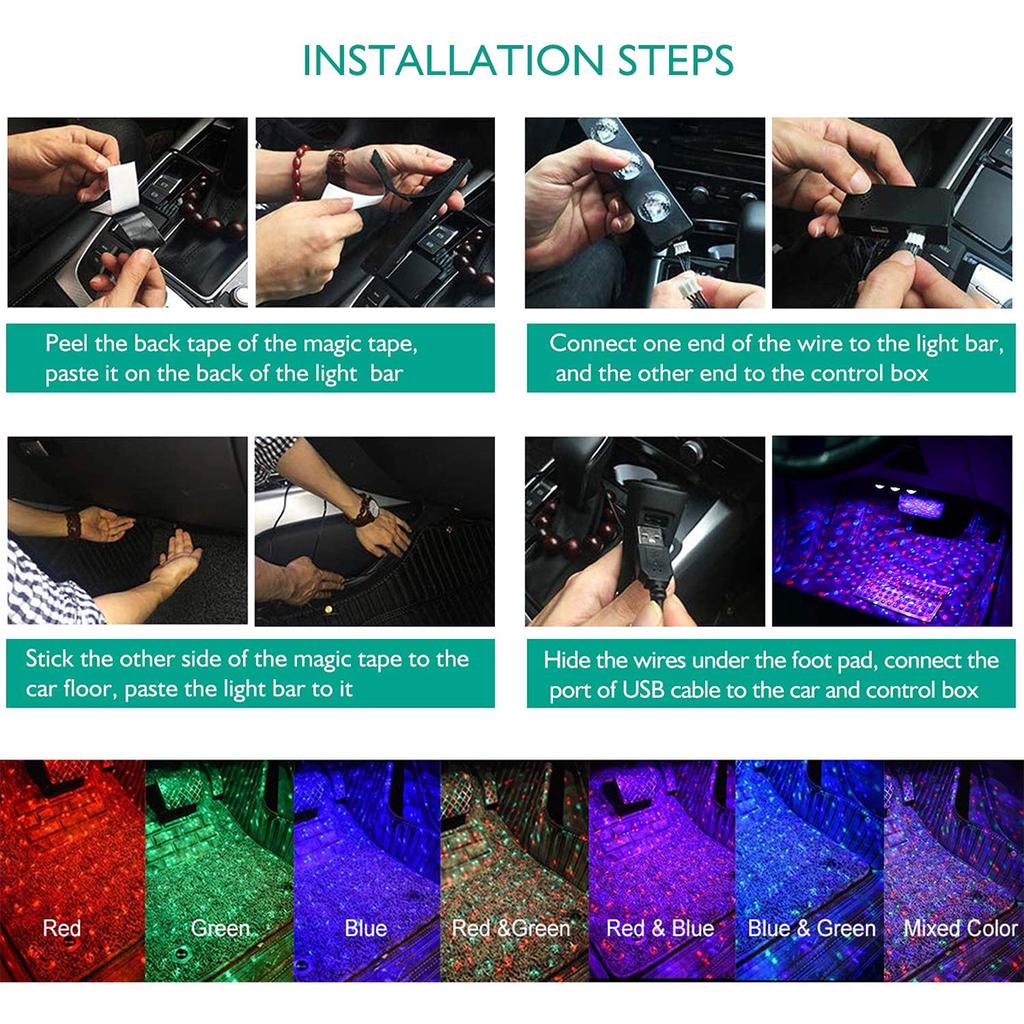 Buy RGB LED Decorative Lamp Car USB Car Foot Light RGB Car Interior ...