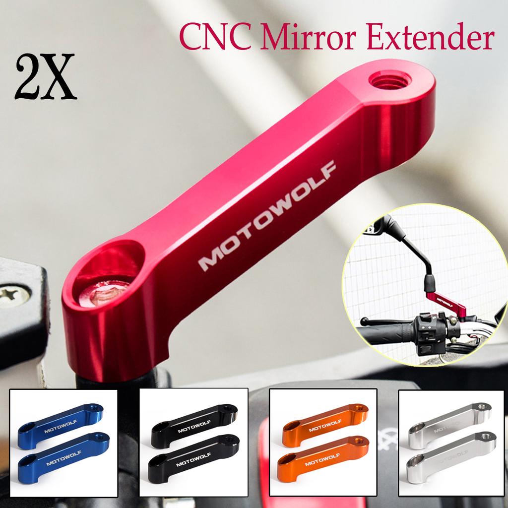Pair 10MM CNC Aluminum Motorcycle Bike Mirror Risers Extender Adapter ...