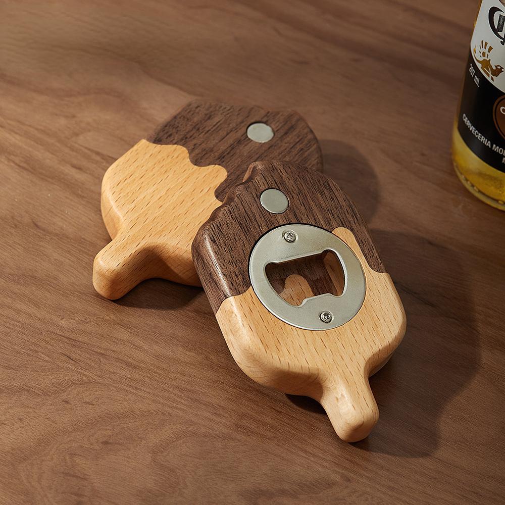 Buy Beer Bottle Opener Magnetic Multi-function Wooden Bottle Opener ...