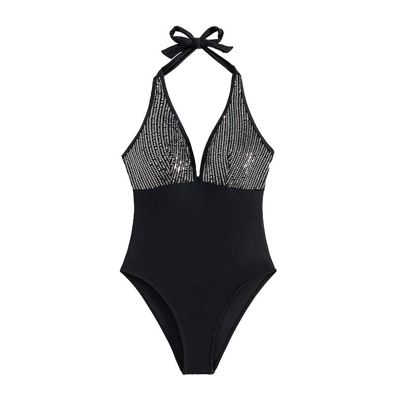 New Fashion Sexy Hanging Neck Open Back One Piece Bikini Swimwear V