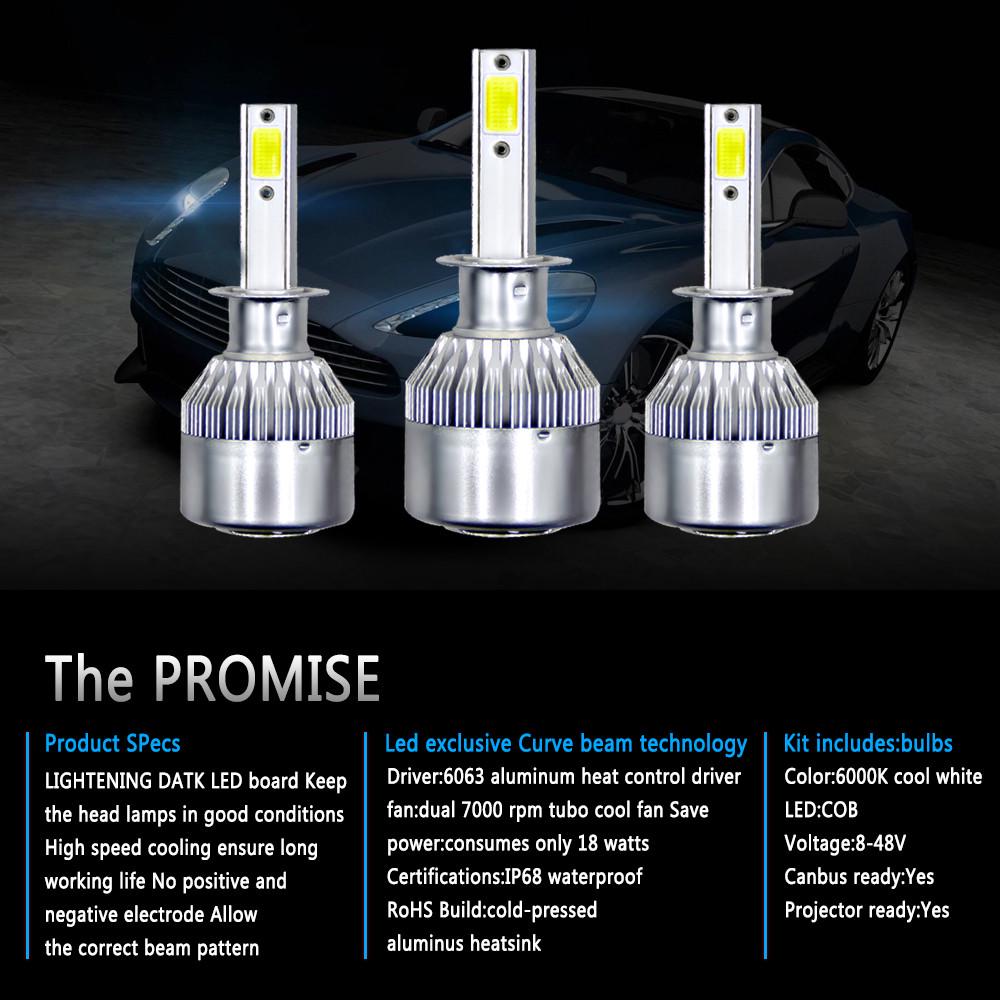 Buy Turbo Light Bulbs 6000K COB H1 C6 1500W 225000LM LED Car Headlight ...