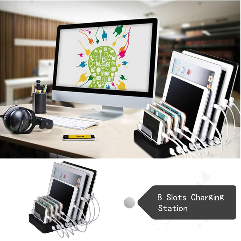 Buy 8 Slots Port USB Multi-Function Wall Charger Charging Station Stand ...