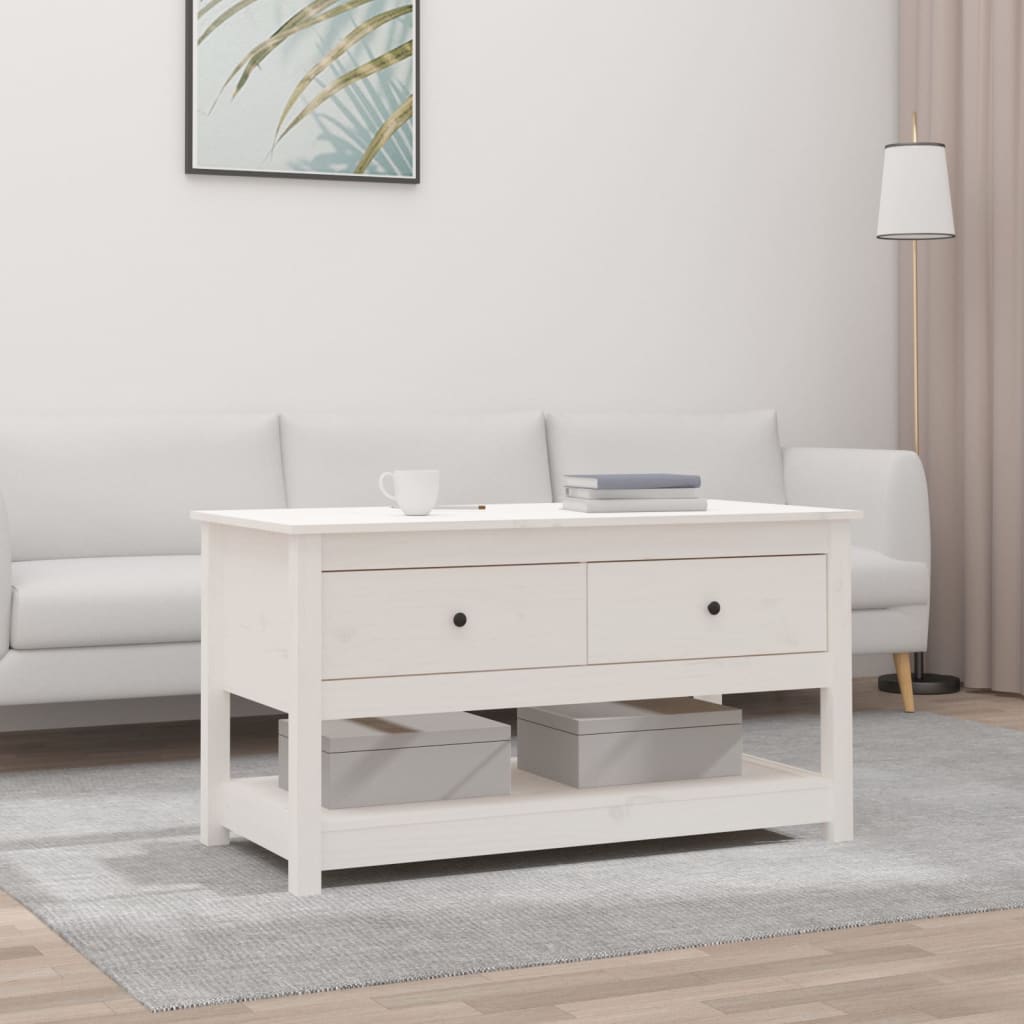 Cheap Coffee Table White 102x49x55 cm Solid Wood Pine | Joom