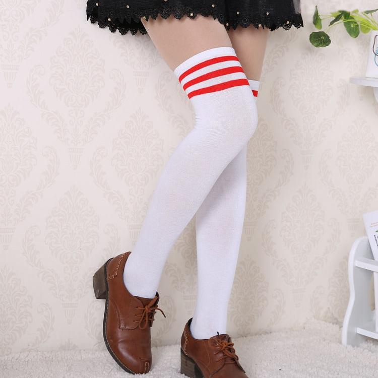 Buy Womens Lady Girls Opaque Knit Over Knee Thigh High Stockings Strip Sock Leggings at ...