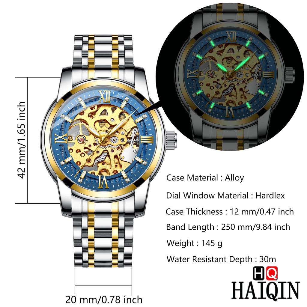 HAIQIN Watches for Men Skeleton Automatic Watch Men Mechanical Watches ...