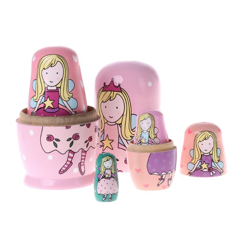 Buy 5PCS Angel Princess Russian Nesting Dolls Wooden Matryoshka Dolls ...