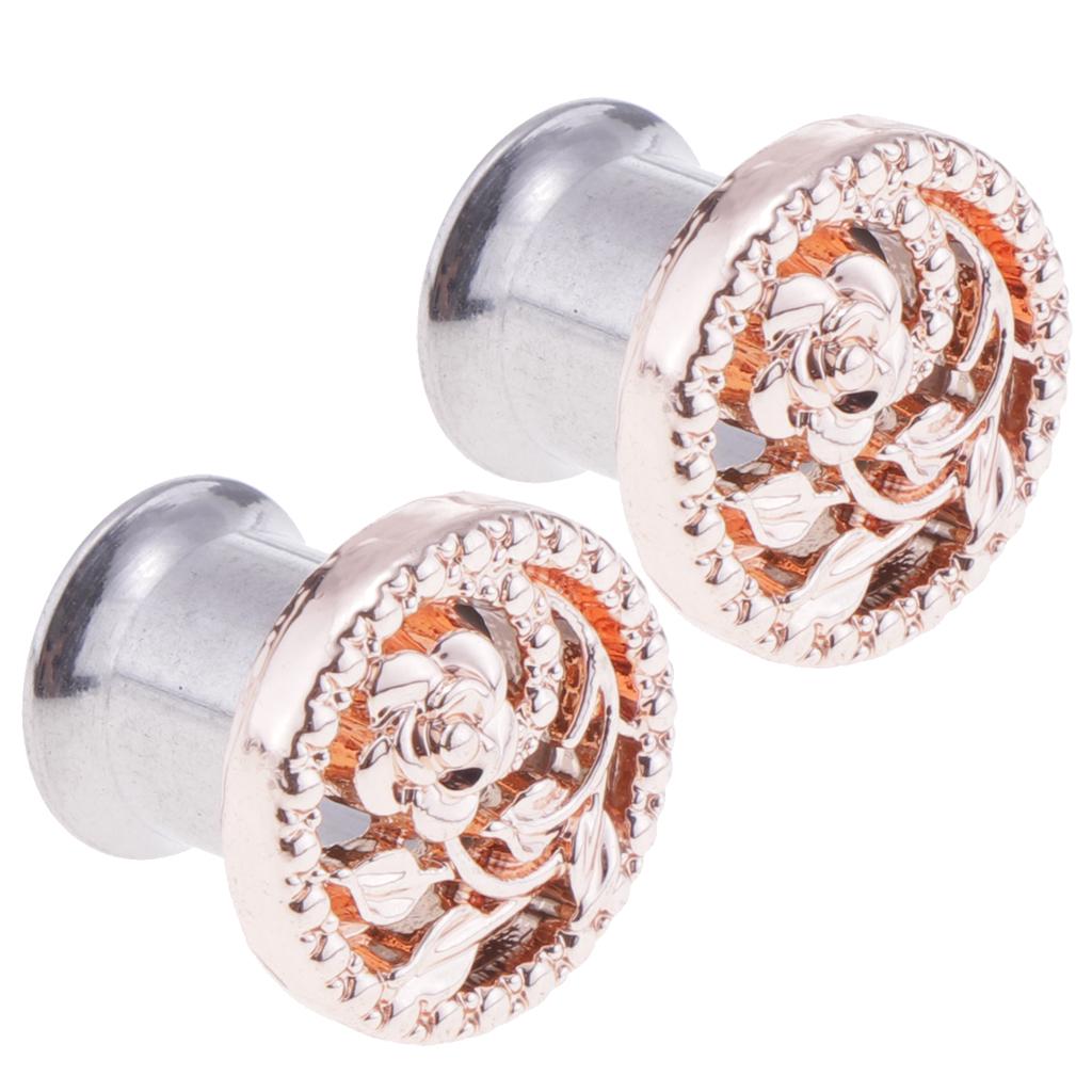Buy 2pcs Fancy Rose Flower Ear Plug Tunnel Stainless Steel Jewelry 6mm ...