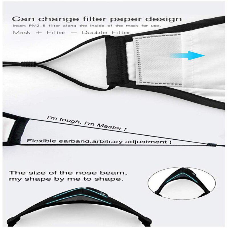 Dust Mask With 2 Filters Breathe Reusable Face Mask Anti For Outdoor ...