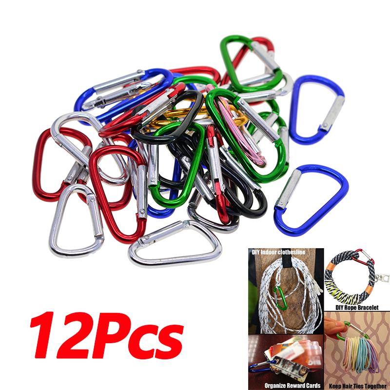 12pcs Carabiner Spring Belts Clips Snap Key Chain Aluminum For Outdoor ...