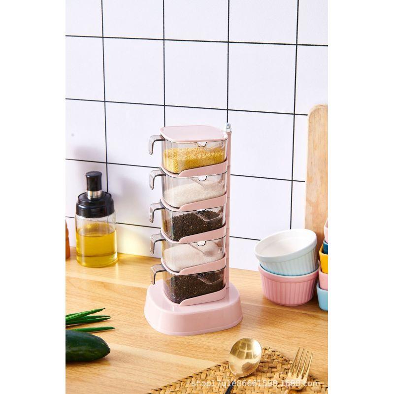Buy Kitchen Seasoning Bottle Can Box Rack Set Multi-functional Rotating ...