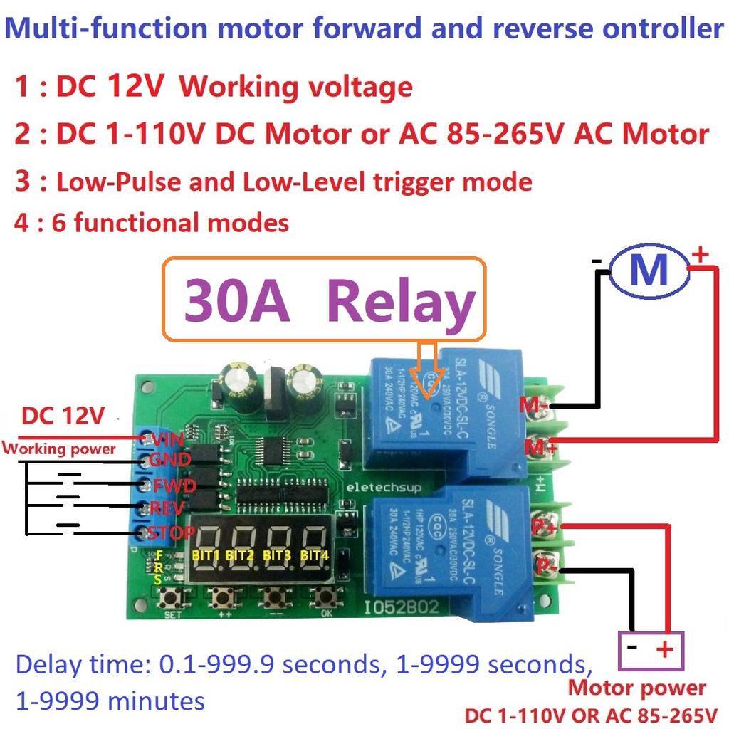 Buy 30A 12V Multifunction DC/AC Motor Forward & Reverse Controller 0.1 ...
