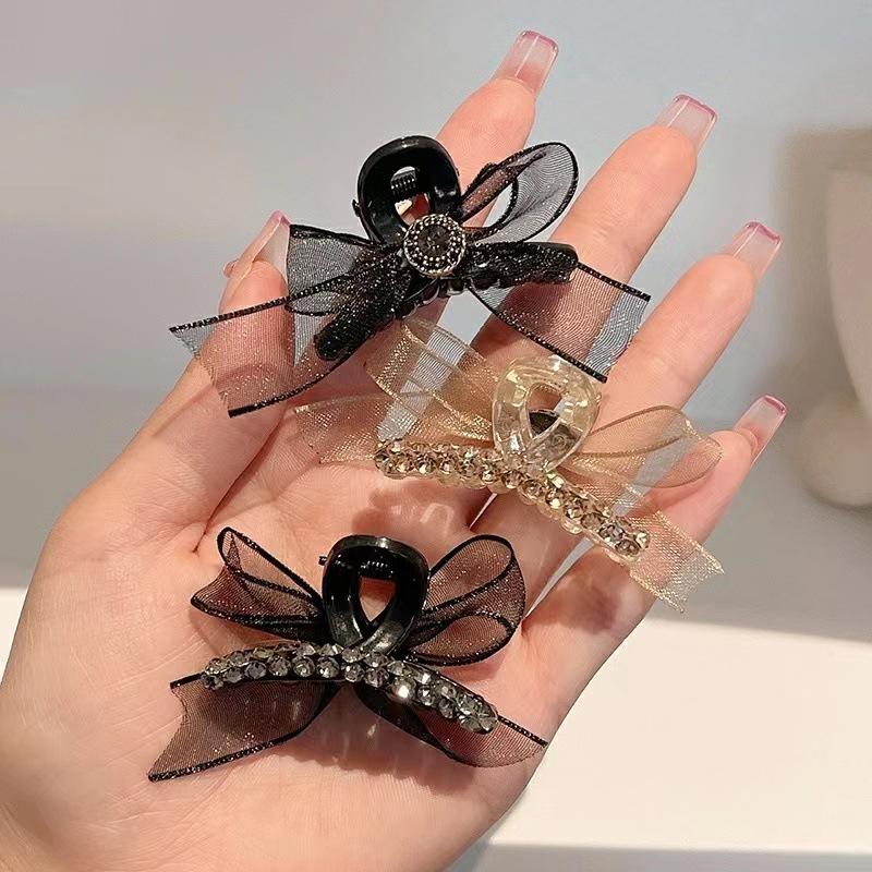 New Summer 2pcs/set Mesh Bow Clip Small Forehead Bangs Hairpin Back ...