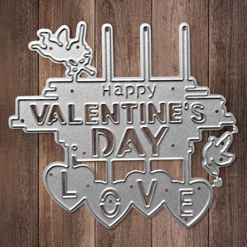 Happy Valentines Day Metal Cutting Die Stencil For DIY Scrapbook Album ...