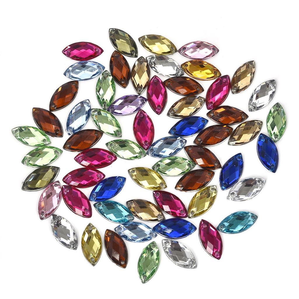 Buy 100pcs Double Hole Sewing Flat Back Beads Acrylic Rhinestones Beads ...
