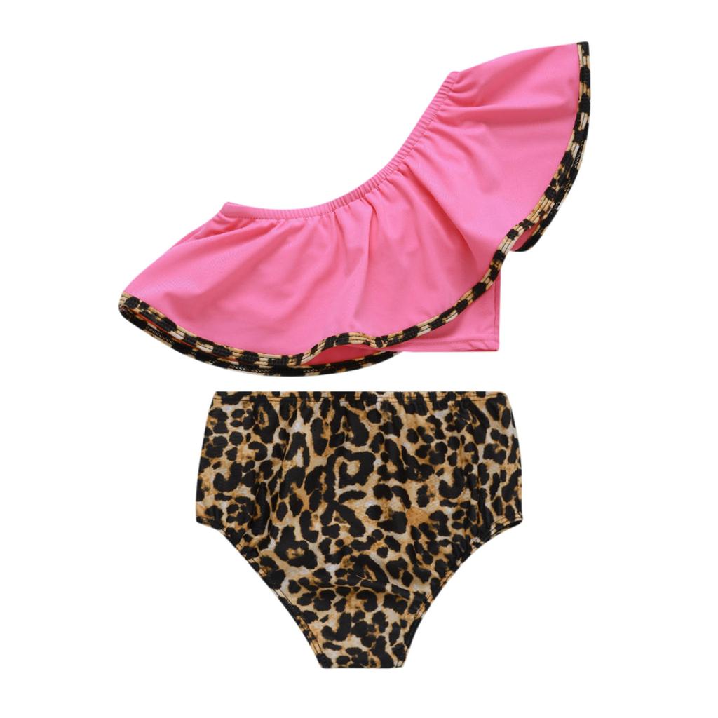 Buy Toddler Baby Kids Girls Leopard Print Ruffles Bow Beach Two-Piece ...