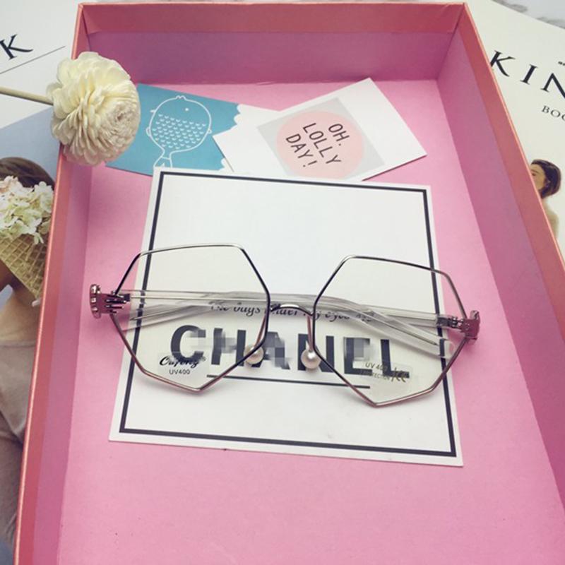 Buy Polygon Eyeglasses Palm Shape Glasses Vintage Hexagon Metal Frame ...