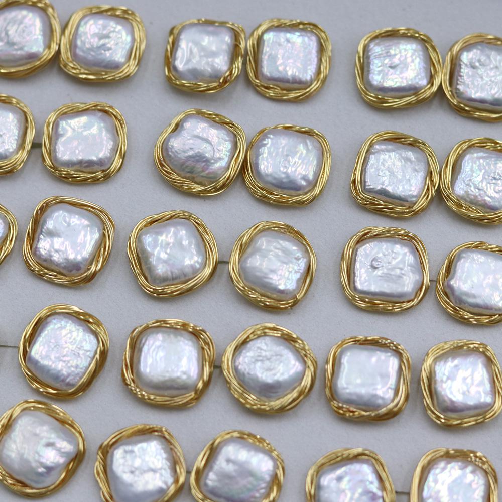 Satın alın Square winding pearl earring gemstone charms for elegant ...