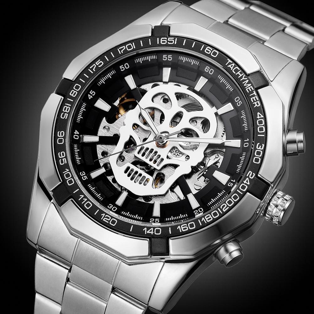 Buy Mens Gold Color Skeleton Analog Mechanical Automatic Watch Self ...