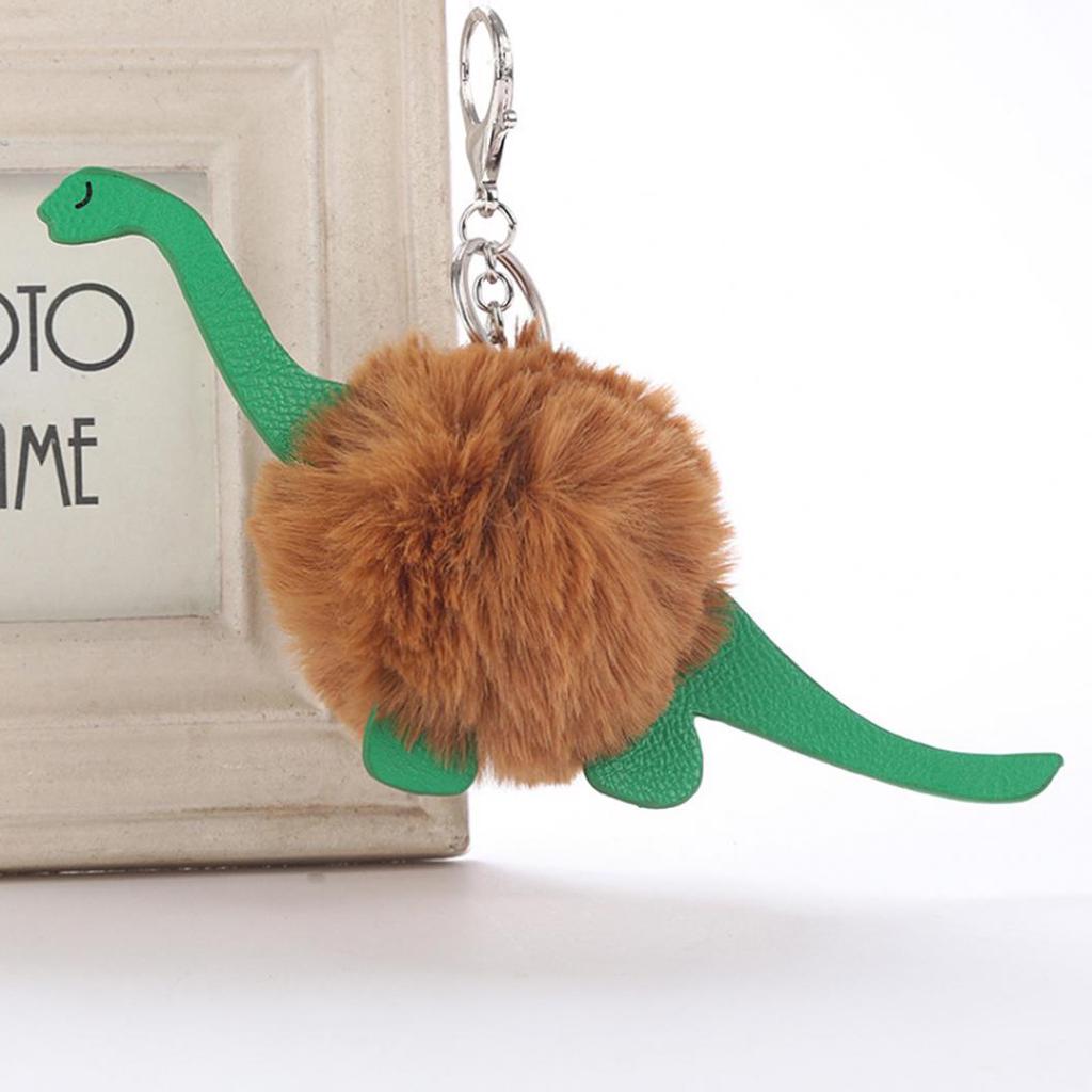 Buy Fluffy Dinosaur Pompom Key Ring Holder Keychain Car Bag Hanging ...