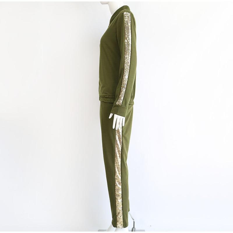 Buy Autumn Sequin Tracksuit for Women Long Sleeve Striped Women's ...