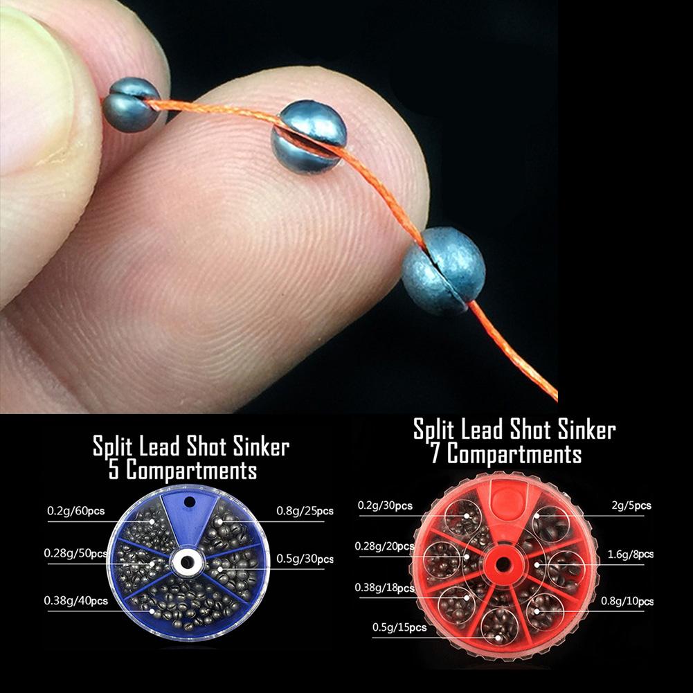 Buy 100 PCS Fishing Sinker Set Split Lead Shot Sinker Round Bite Lead ...